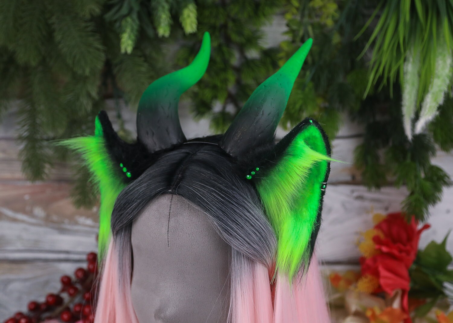 Green Neon Demon Ears Original Catzo Design MTO | Etsy