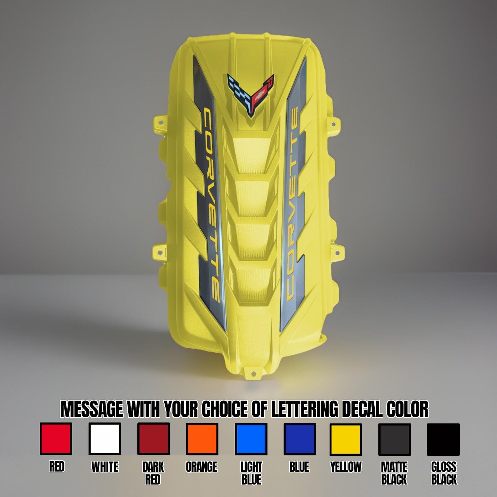 C8 Corvette Engine Cover Custom Painted - Accelerate Yellow With Letter ...