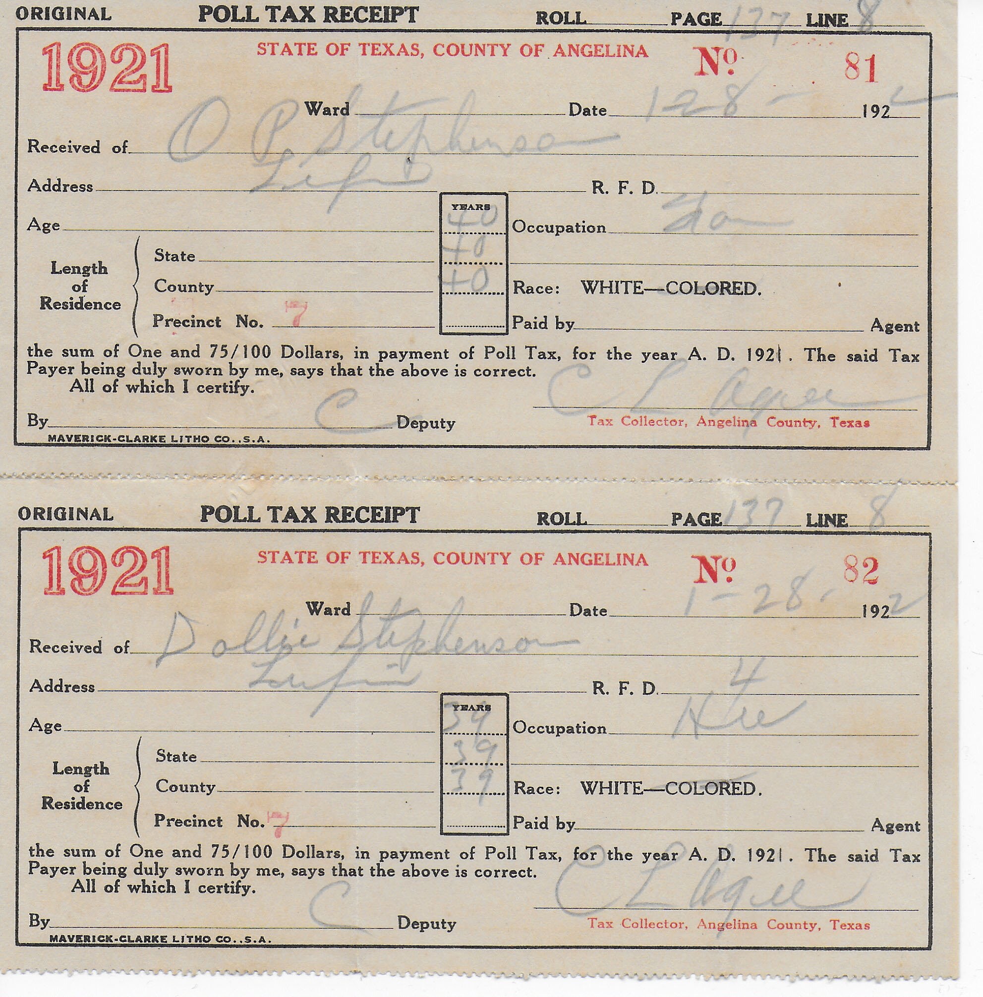 1902 to 1922 Poll Tax Receipts Digital Files; for Downloading and ...