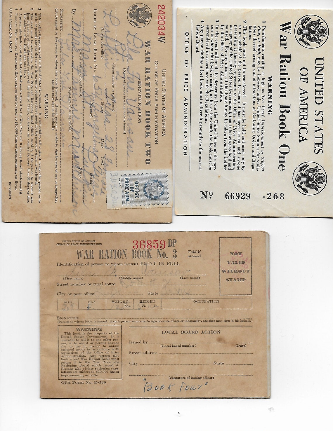 1940's War Ration Books and Paperwork Digital Files; Stamps ...
