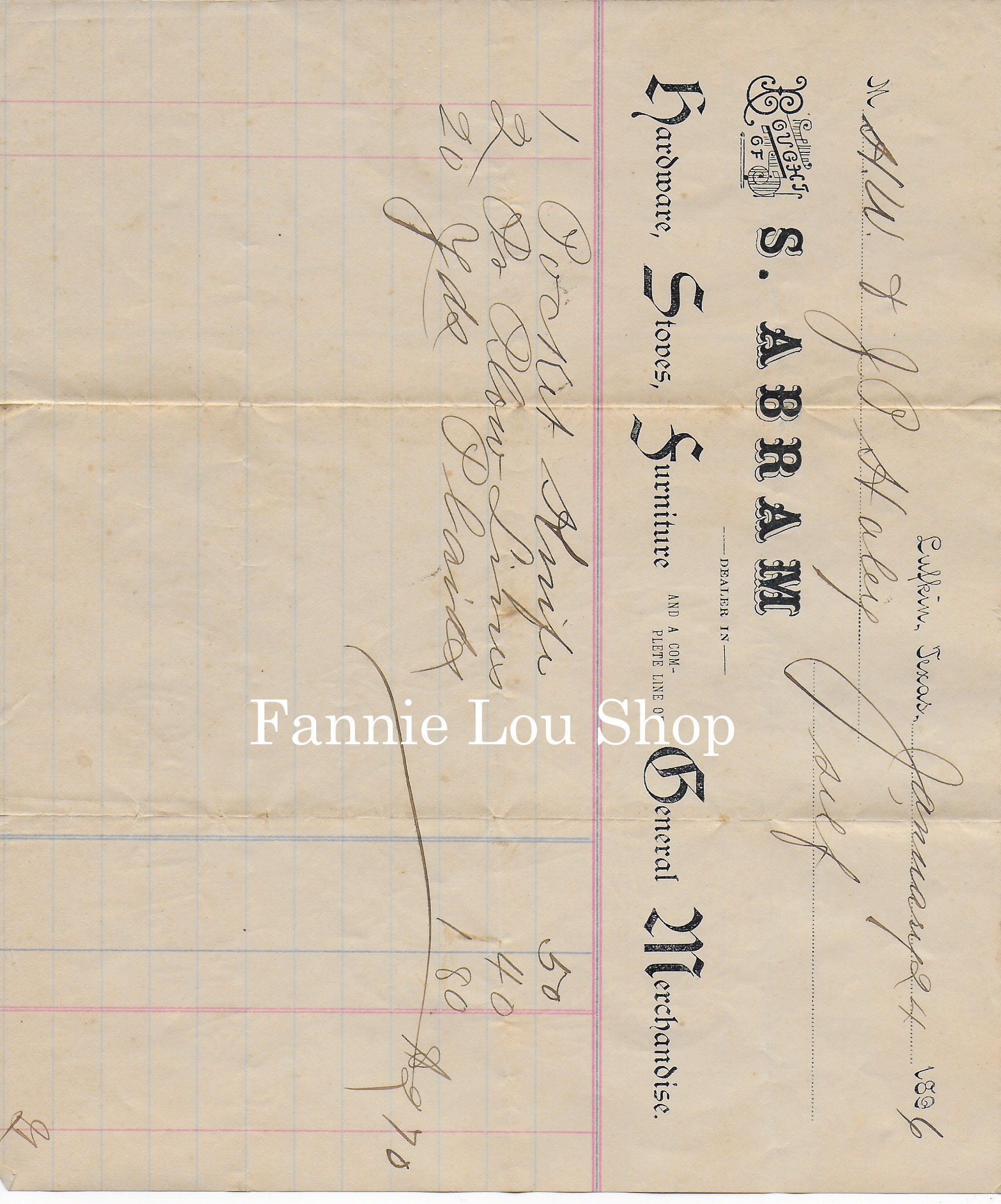 11 Receipts Dating Early 1890's to 1930 One Receipt Handwritten in ...