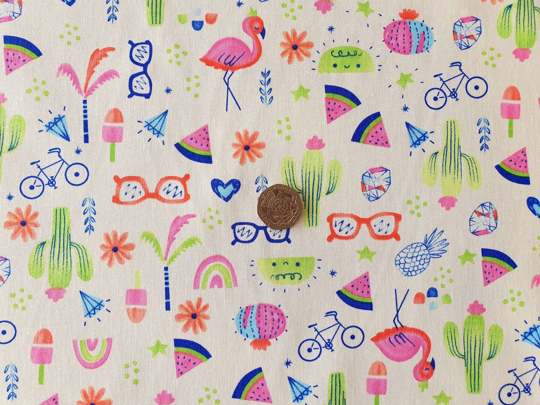 100% Cotton Poplin Fabric Hot Summer Fun Dressmaking - Etsy