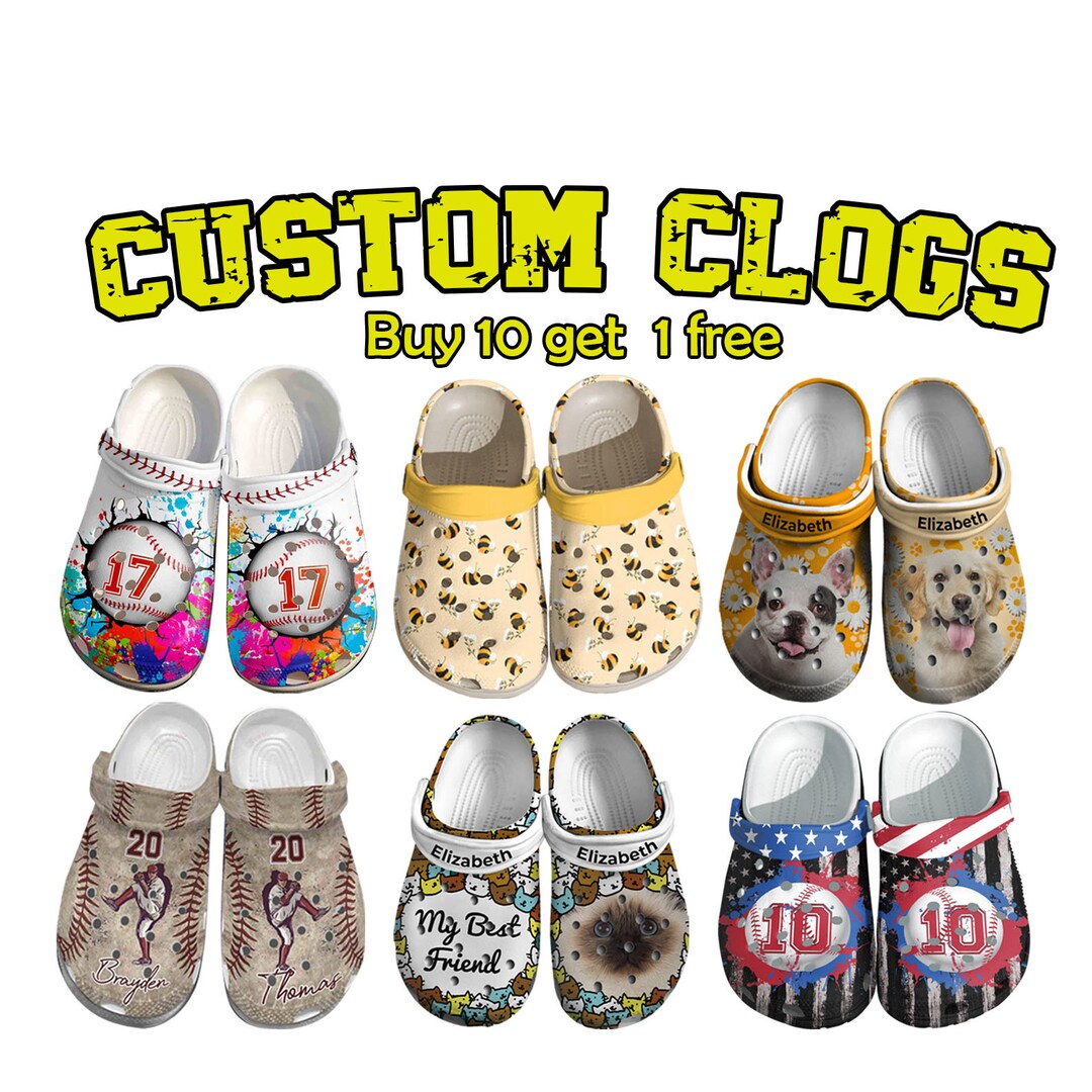 Custom Clogs, Personalized Clogs With Photo, Baseball Hockey, Custom ...