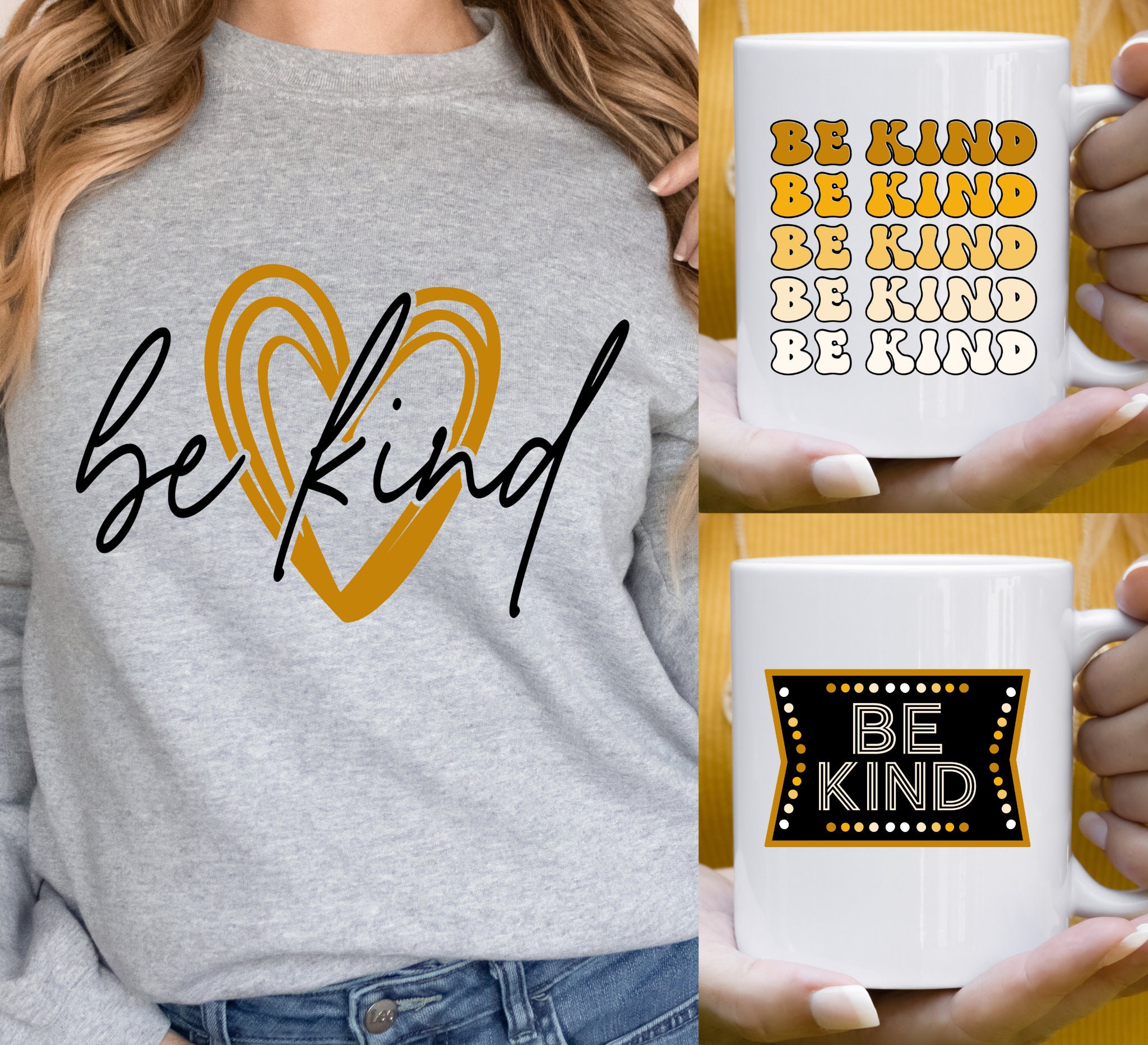 Be Kind Bundle SVG Bundle PNG POD Positive Quotes - Etsy