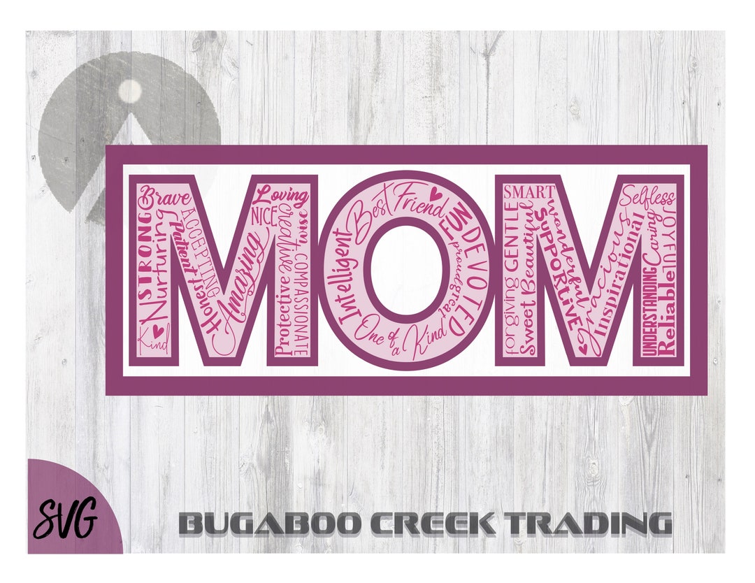 Mom Word Art SVG Mom Word SVG Mother's Day Svglaser - Etsy