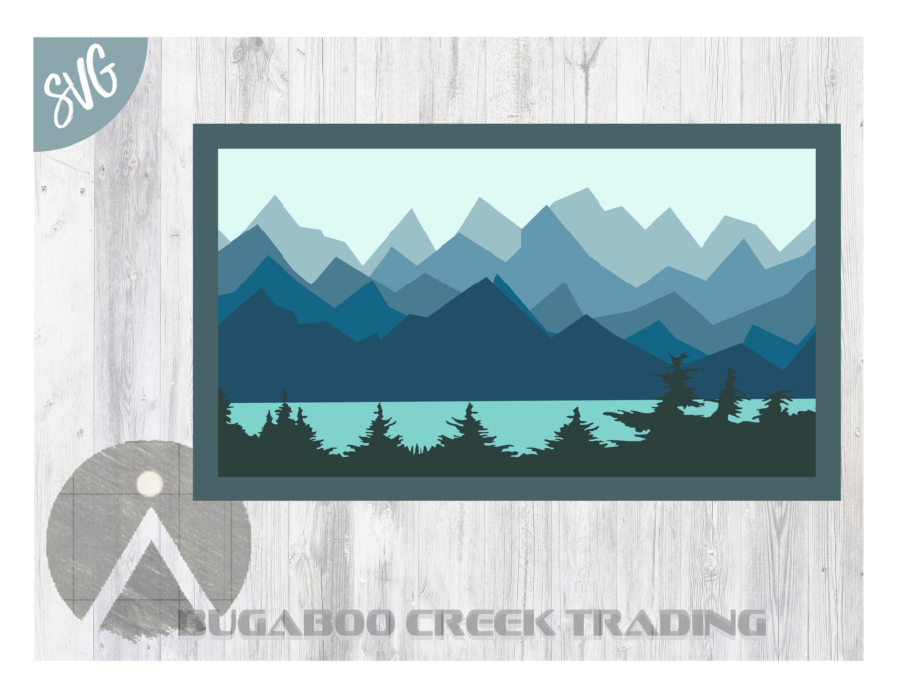 Laser Cut Mountains SVG, Mountains by Lake SVG, Mountain Sign Night ...