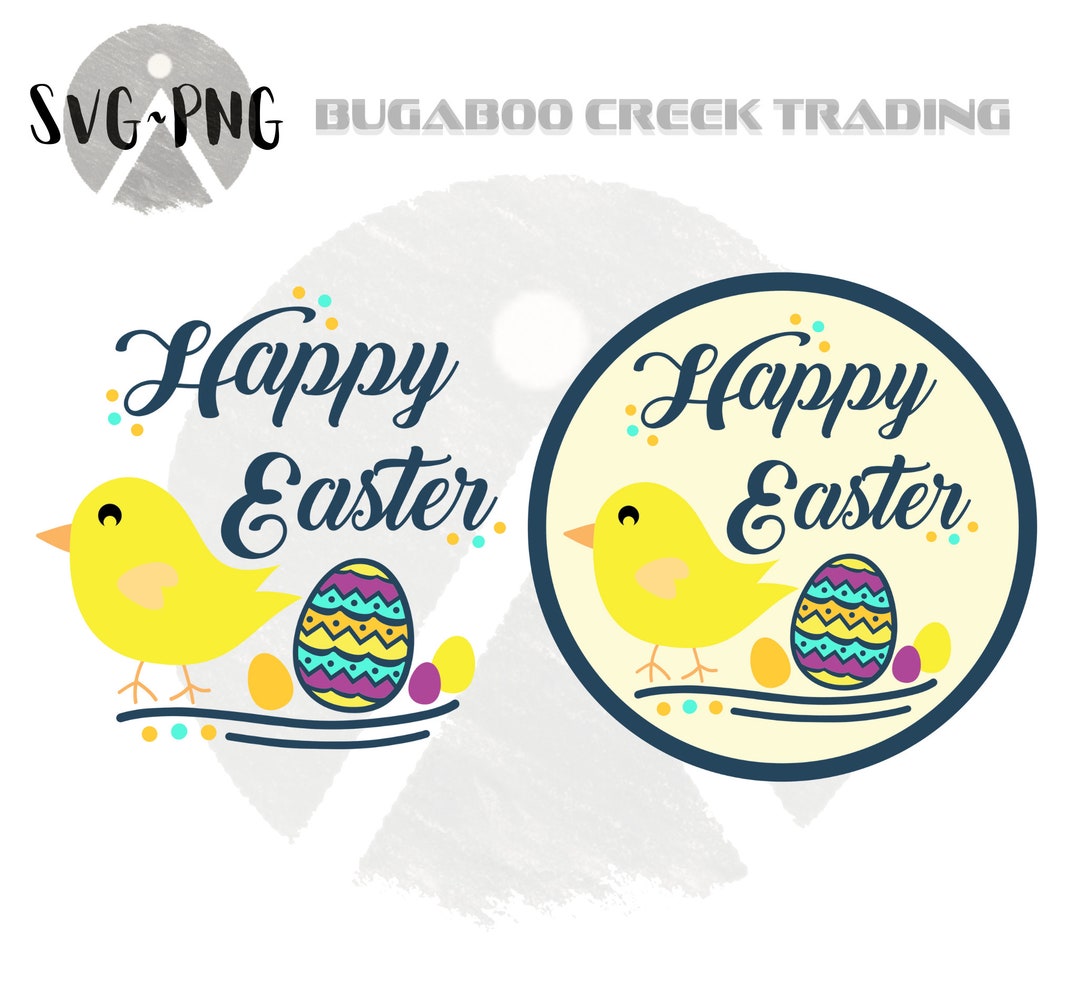 Happy Easter Round, Easter Chick Round Design SVG, Greeting Card, Sweet ...