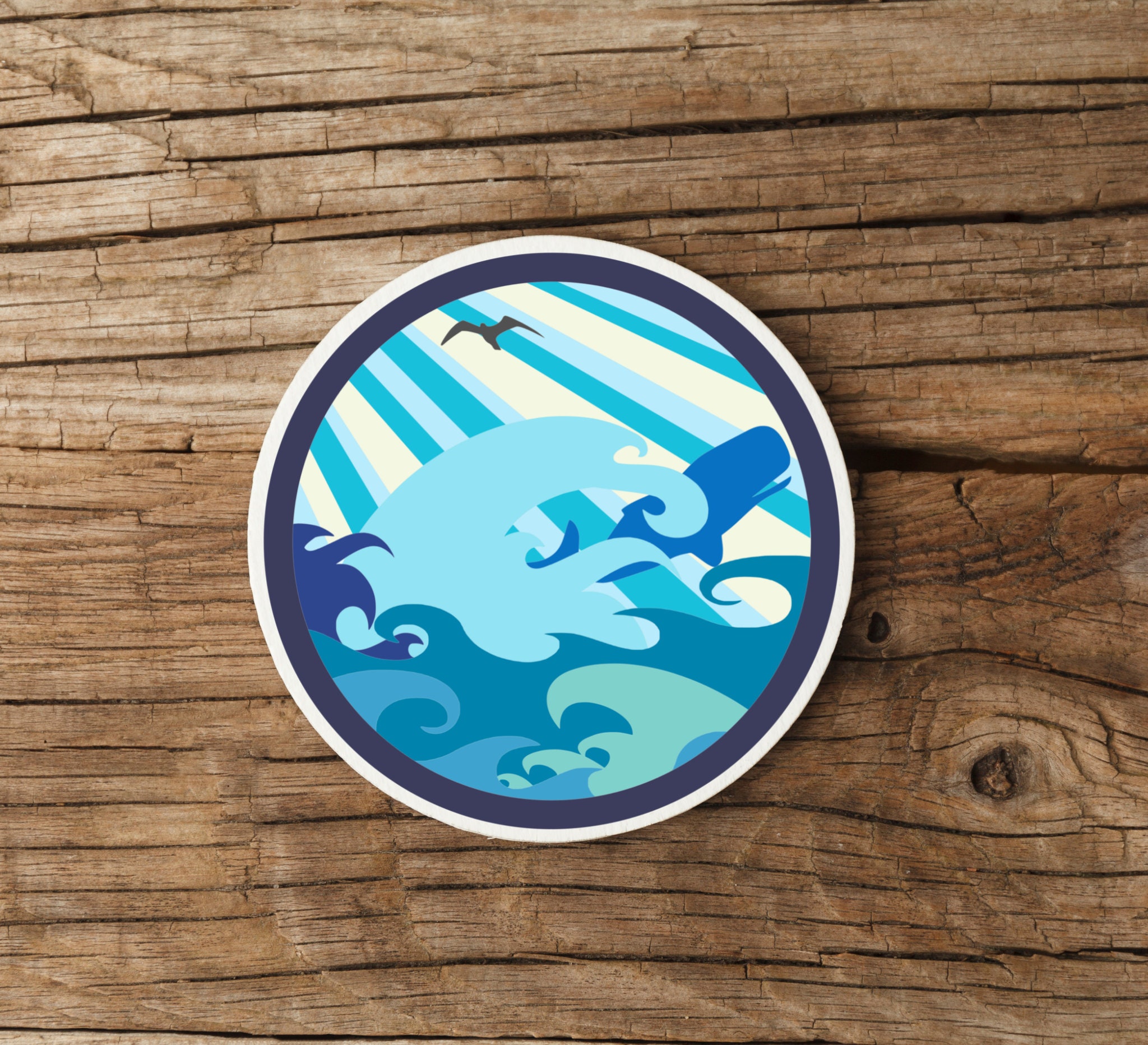 Ocean Waves Round SVG Whale SVG Whale Ocean View Waves - Etsy