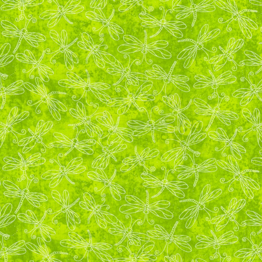 Green Sundrenched Dragonflies Fabric Traditions Keepsake Calico Cotton ...