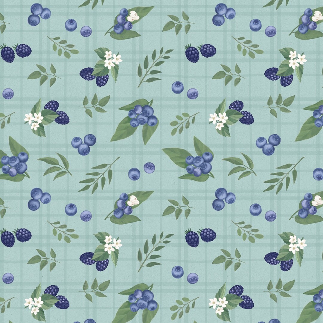 Teal Blueberries and Blackberries - Wilmington Prints Fresh & Sweet ...