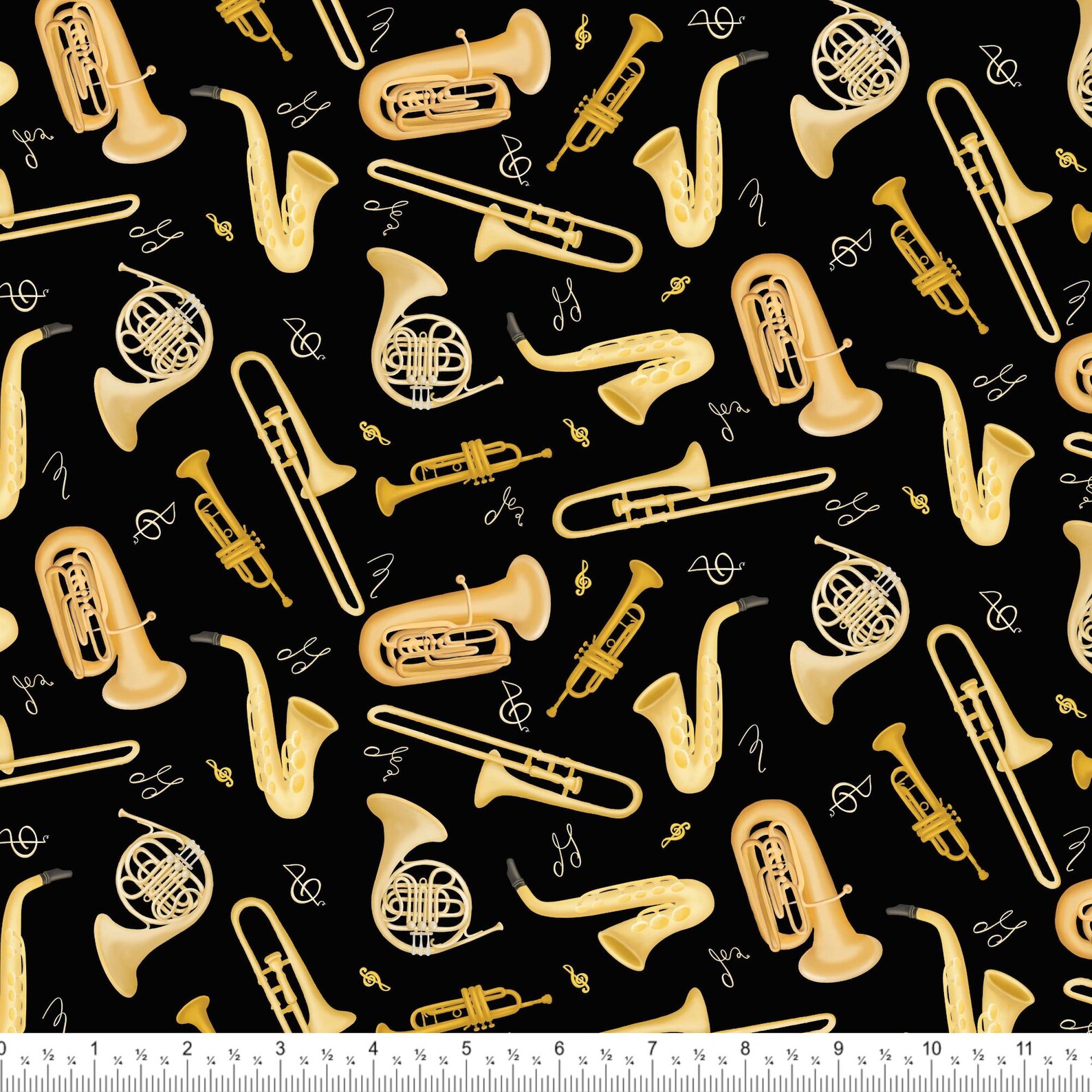 Black Horn Section - Benartex Making Music 14766-12 - Premium Cotton ...