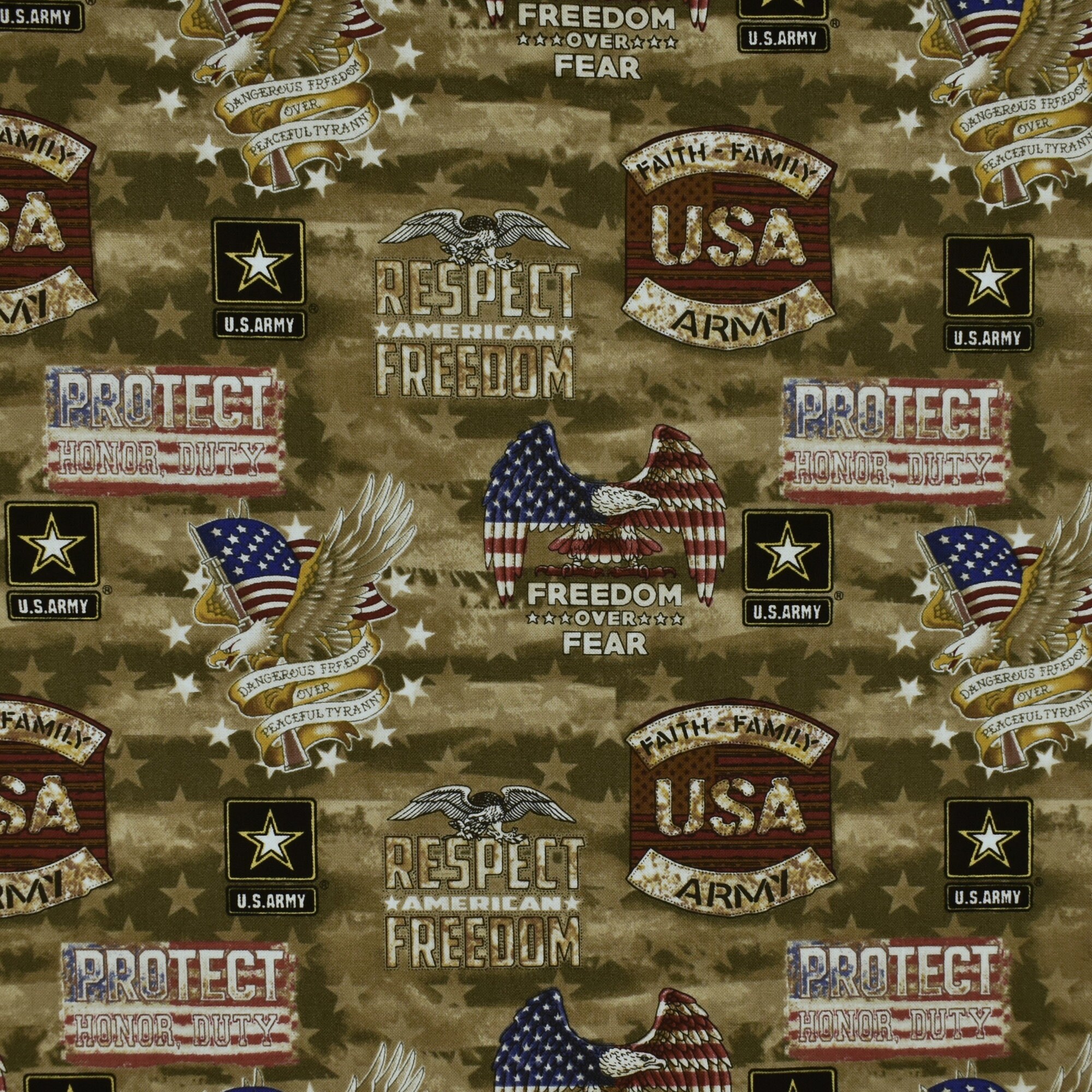 Military Army Camo Flag Allover Sykel Enterprises Premium Cotton Quilt ...