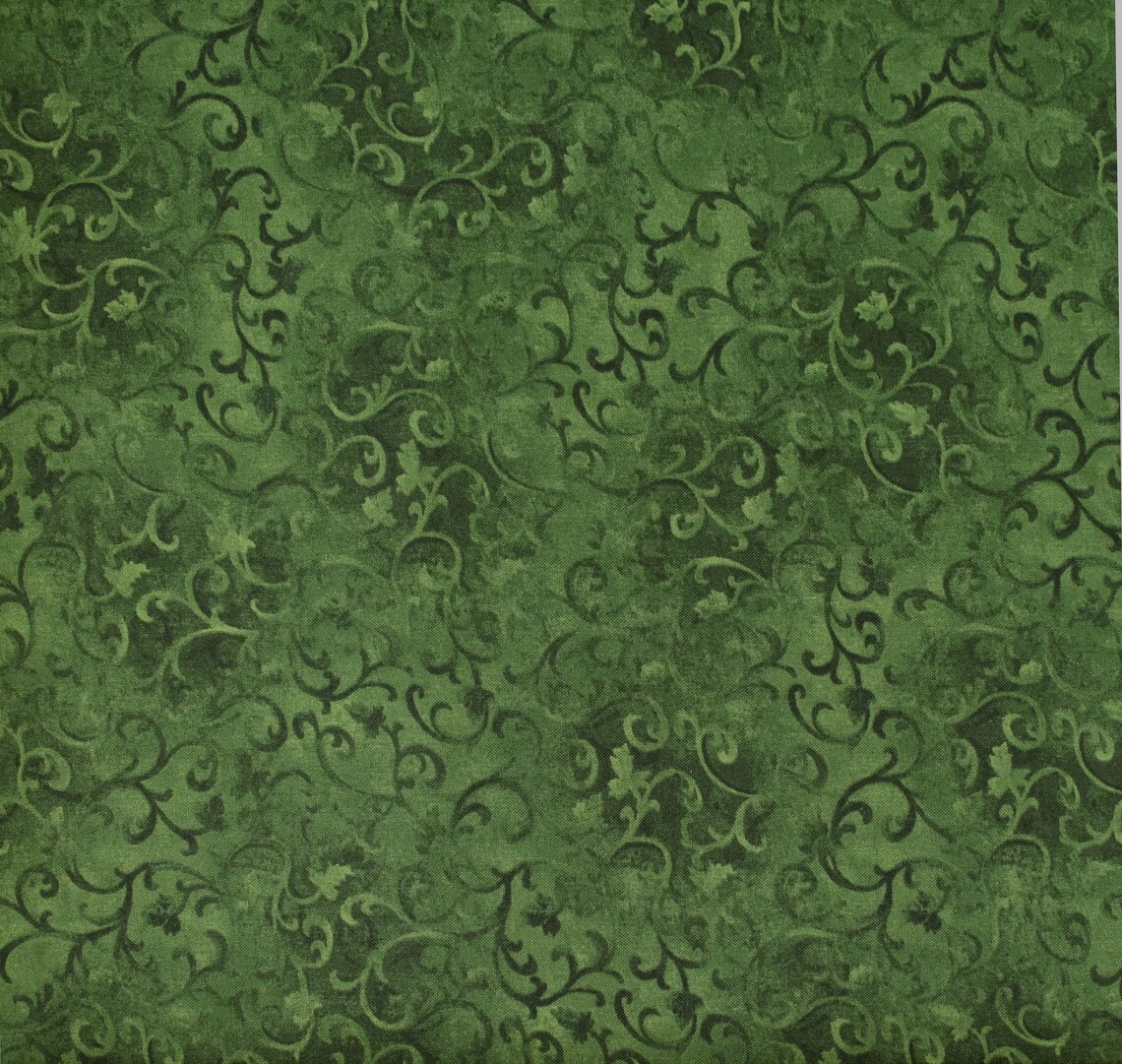Very Dark Green Scroll Wilmington Prints Premium Cotton - Etsy