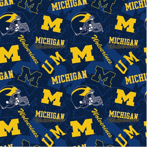 University of Michigan Quilting Fabric - Etsy