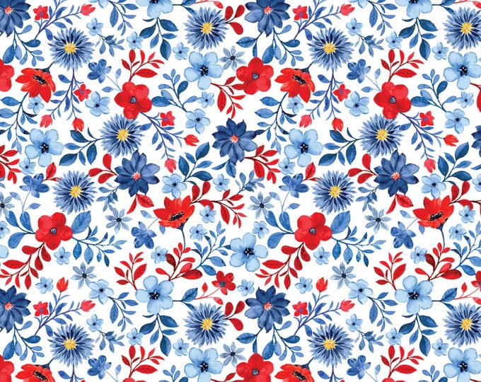 Primitive Flowers/patriotic Hand Tied Floral Bouquet Pretty Red/white ...