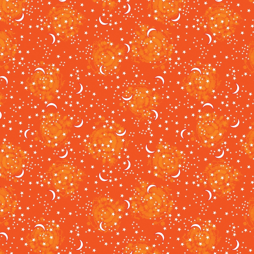 Orange Starry Sky - Benartex Happy Haunting 14974G-39 - Premium Cotton ...