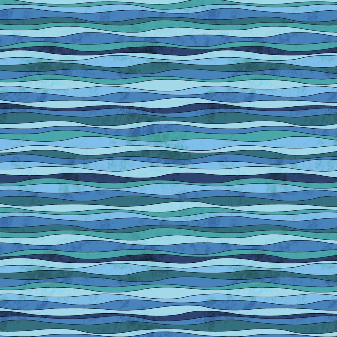 Teal Waves - Benartex Upwords 17047-84 - Premium Cotton Quilting Fabric ...