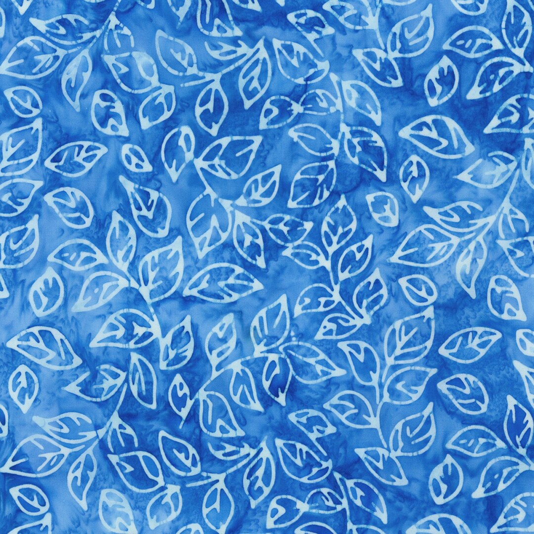 Leaves Blue Jay Batik - Robert Kaufman Artisan Batiks Premium Cotton ...