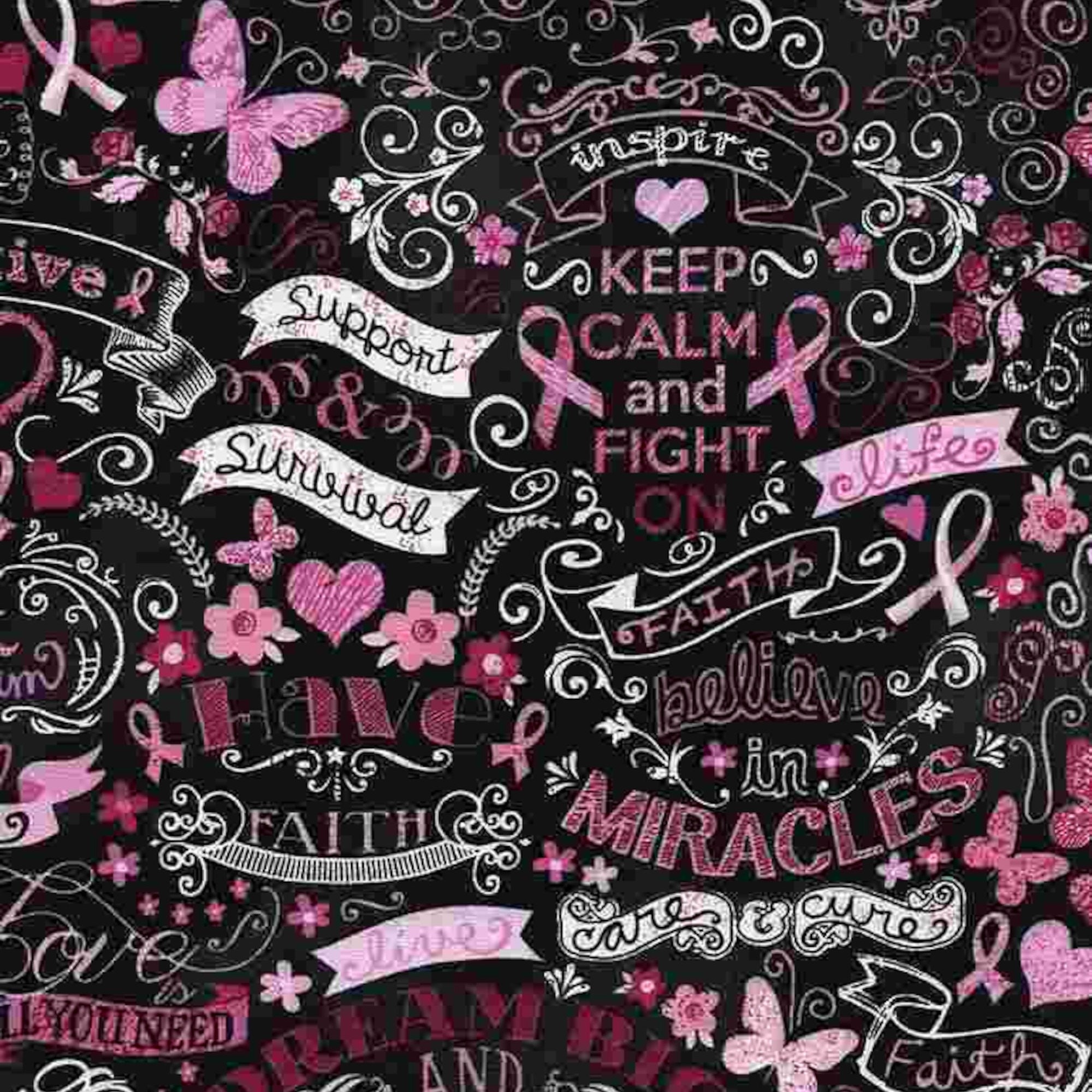 Pink Ribbon Chalkboard Timeless Treasures Cotton Quilting - Etsy