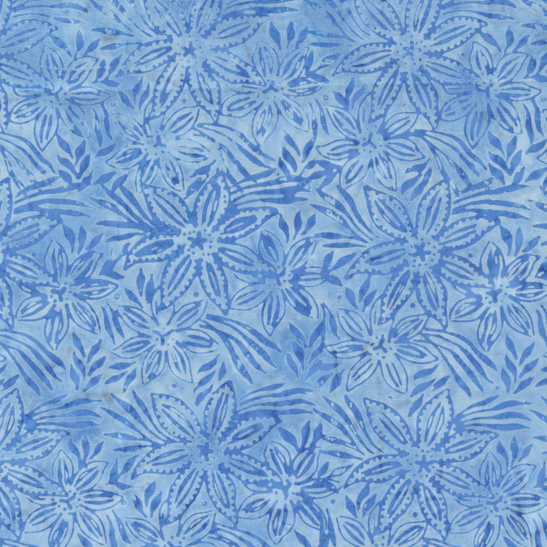 Powder Blue Tiger Floral Batik - Anthology Fabrics Limelight Baliscape ...