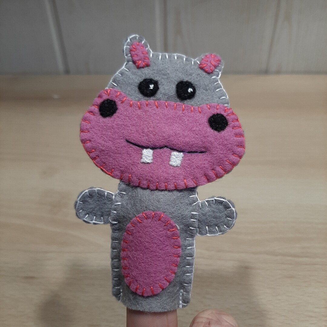 Hippopotamus Finger Puppet Made of Natural Wool Felt - Original Gift ...