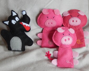 3 Little Pigs Finger Puppets | Etsy