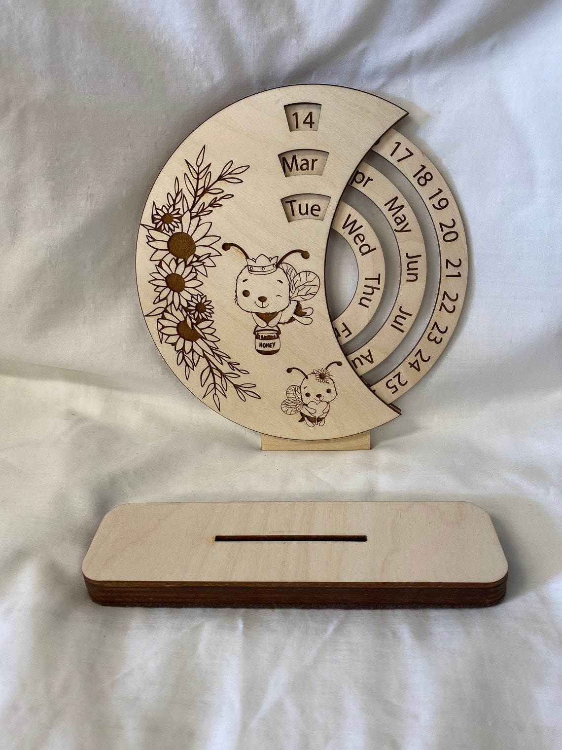 Perpetual Calendar, Bumble Bee, Gift, Laser Cut, Engraved, Desktop ...