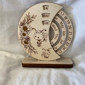 Perpetual Calendar, Bumble Bee, Gift, Laser Cut, Engraved, Desktop ...