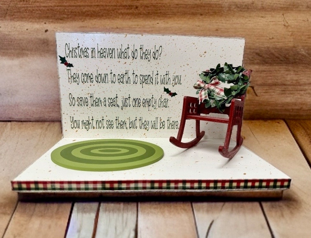Christmas in Heaven Memorial Sign: Engraved Poem, Miniature Rocking ...