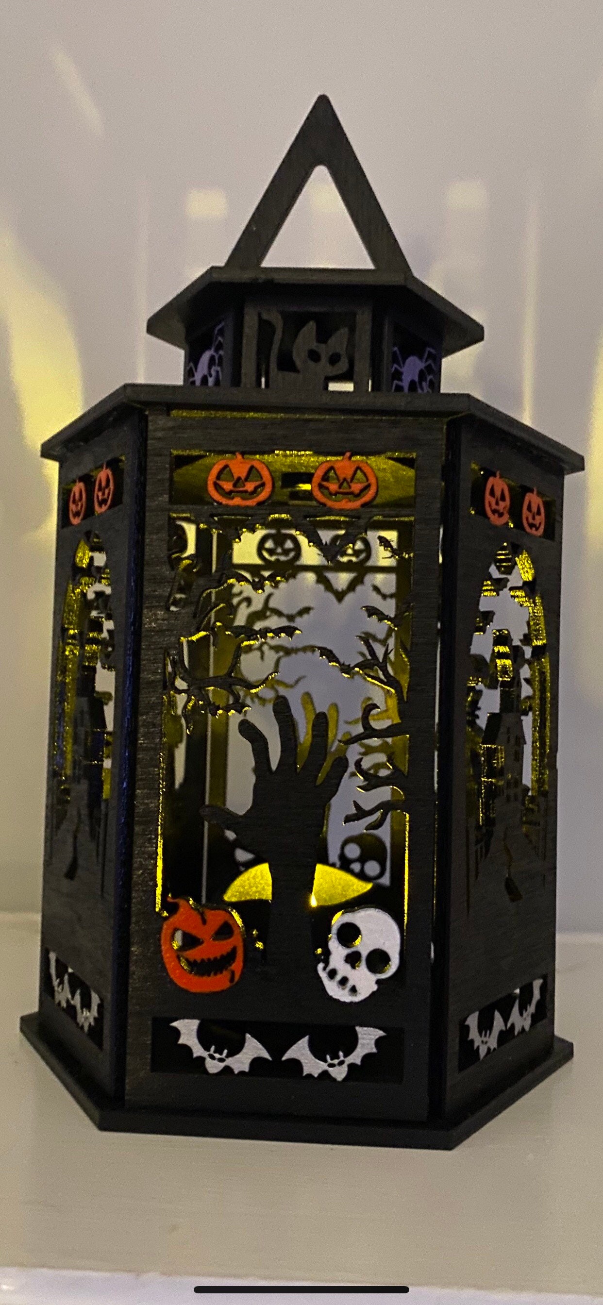 HALLOWEEN LANTERN, Witch, Pumpkins, Haunted House, Lights Up, LED ...
