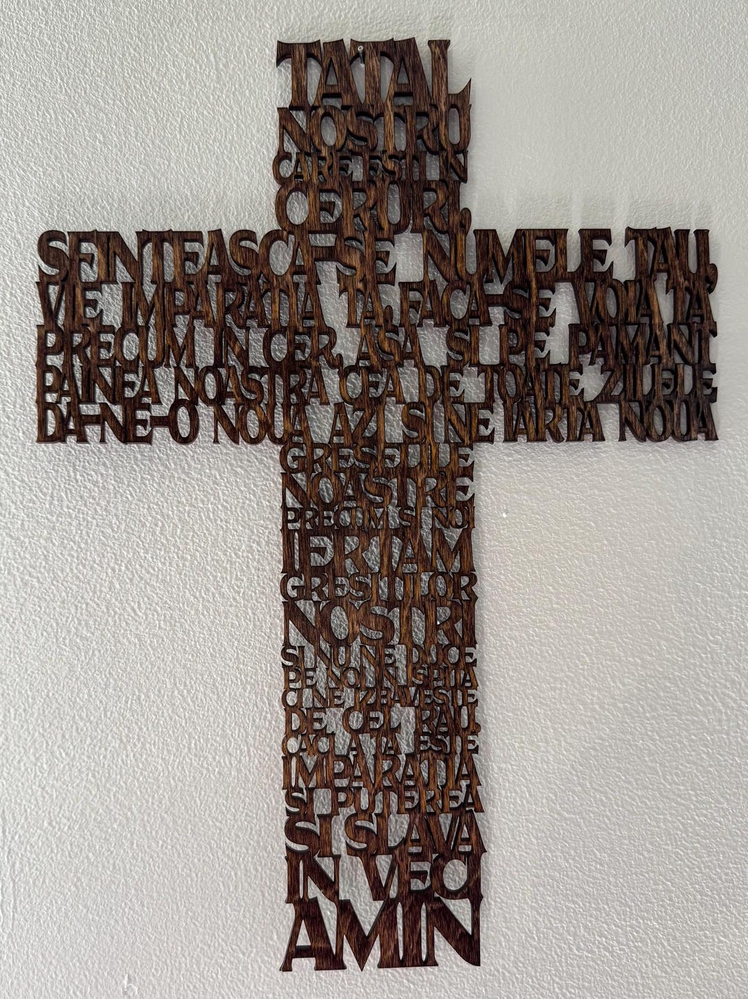 Talal Nostru Our Father Cross, Romanian, Wood, Small 8 X 10.75, Wall ...