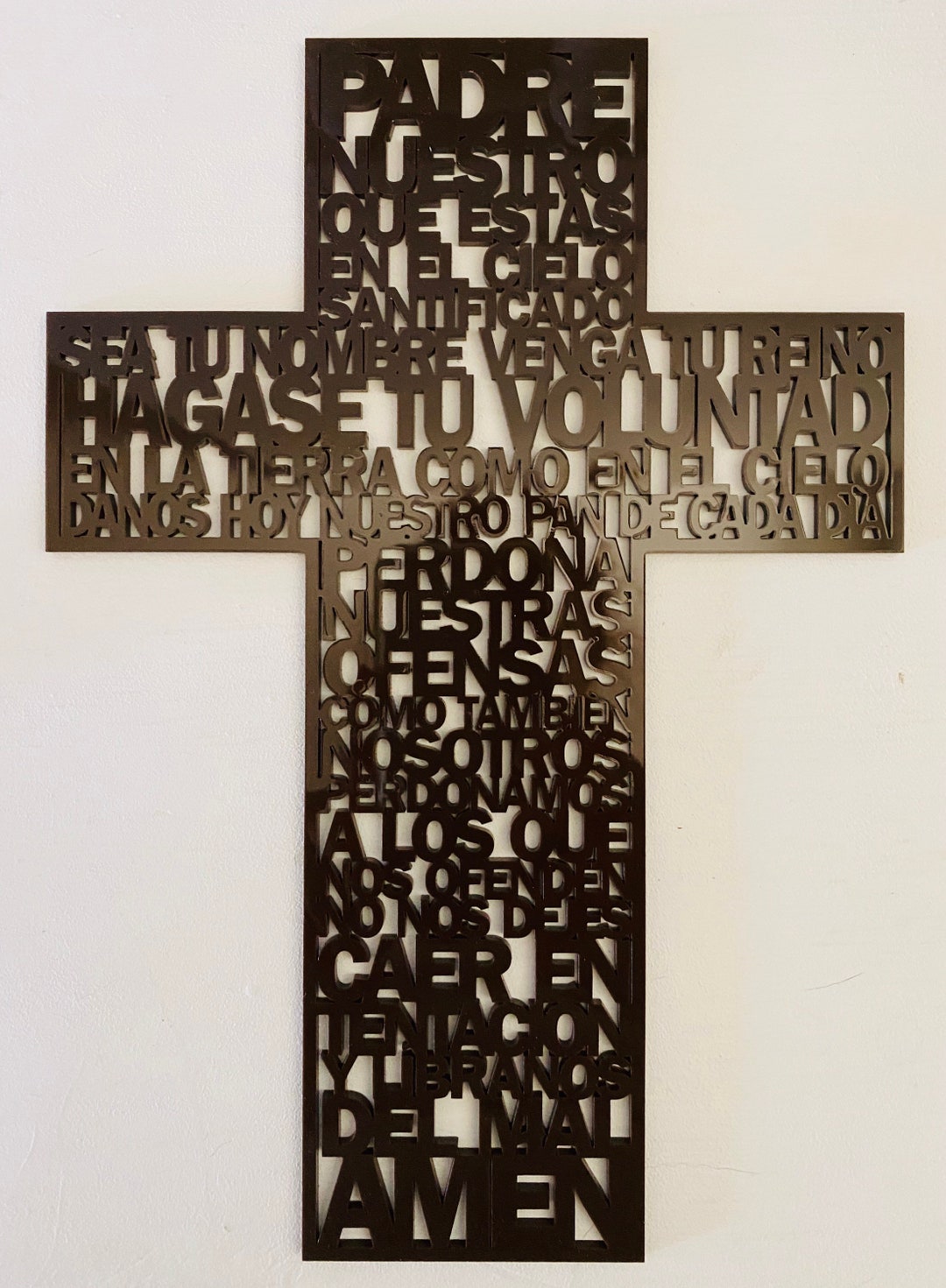 Spanish Espanol Lords Prayer/ Our Father Cross, Acrylic, Laser Cut ...