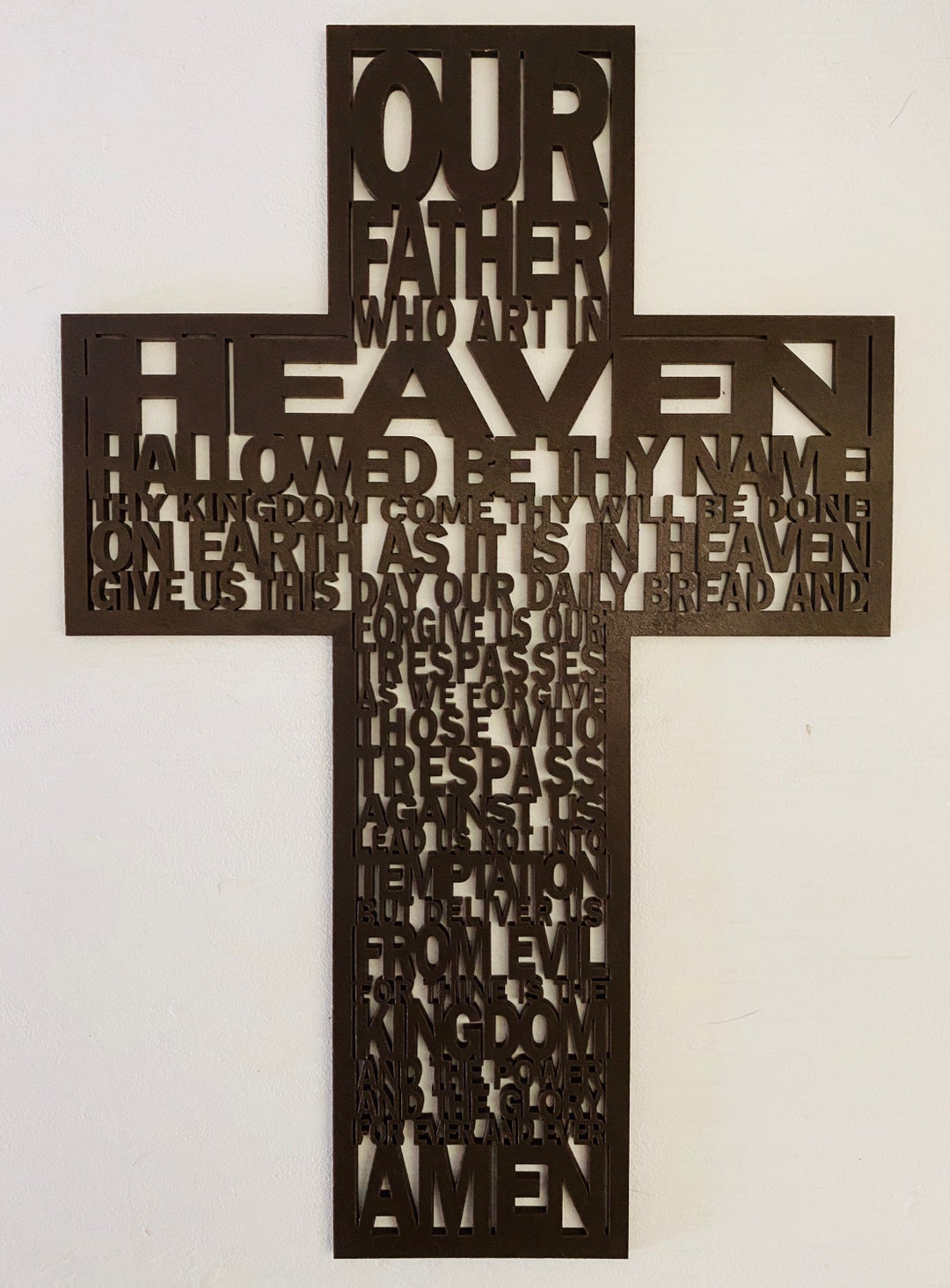 Lords Prayer/our Father, Cross, Acrylic, Religious, Laser Cut, Wall Art ...