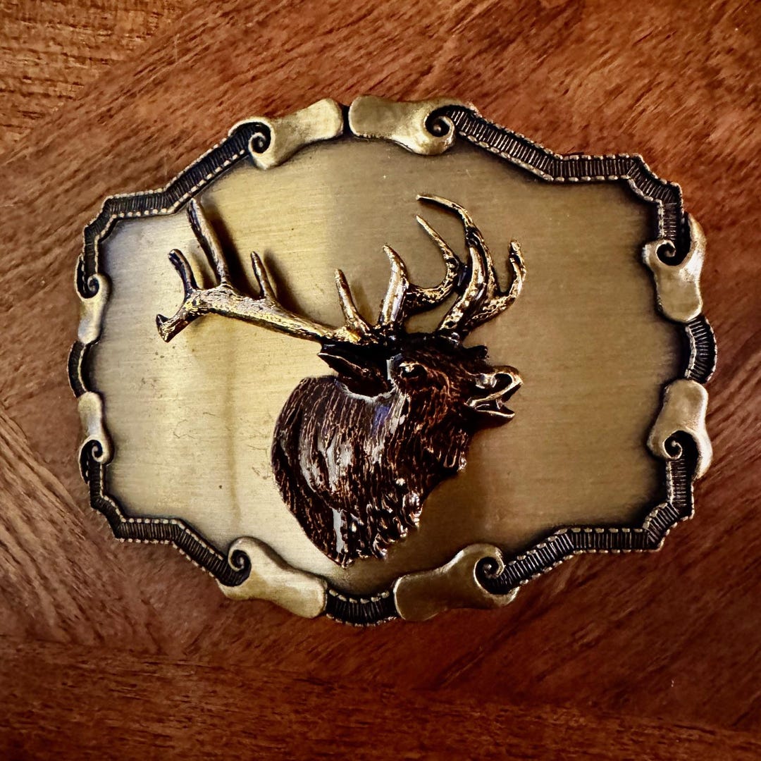 Vintage Moose Belt Buckle Brass Cowboy Wildlife Western Raintree Animal ...