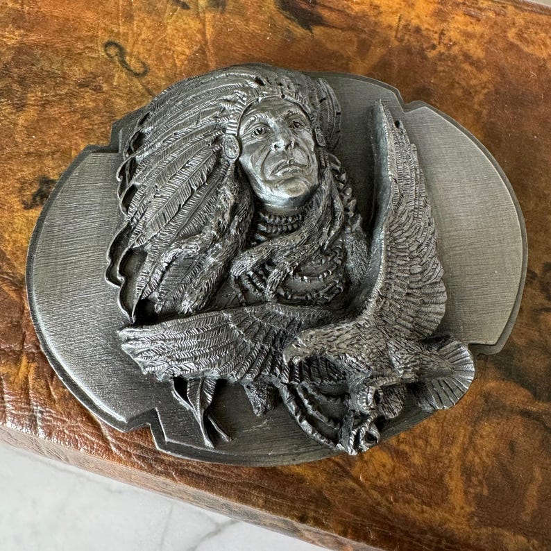 Vintage 1989 Chief Joseph Indian Eagle Belt Buckle Siskiyou Bergamot ...