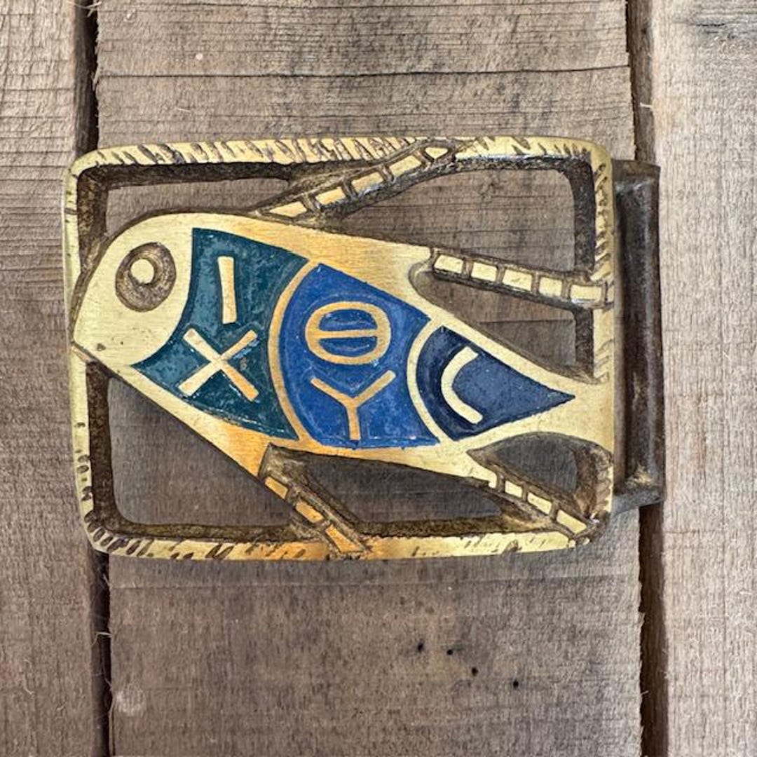Vintage Fish Brass Belt Buckle, Religious Hippie Brass 1960's Terra ...
