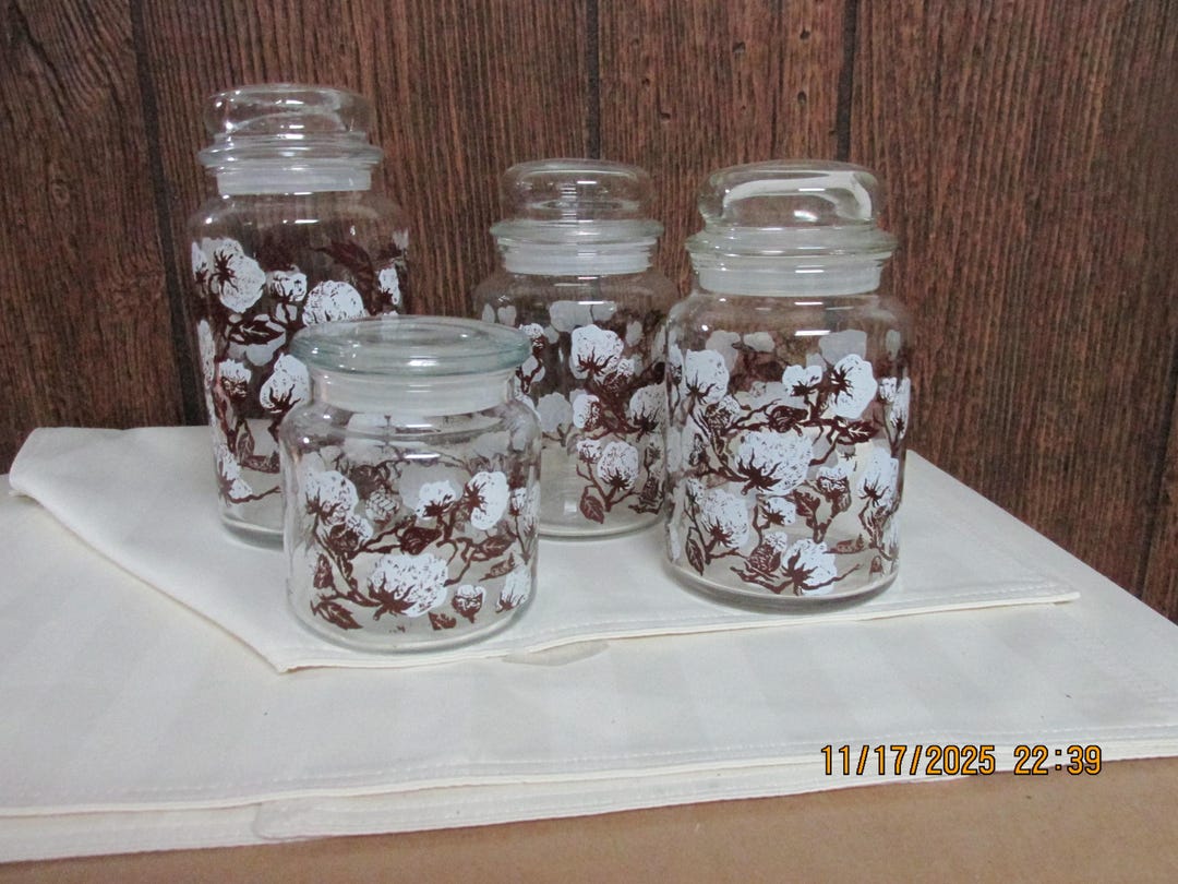 Cotton Ball Glass Canisters Set of 4 - Etsy
