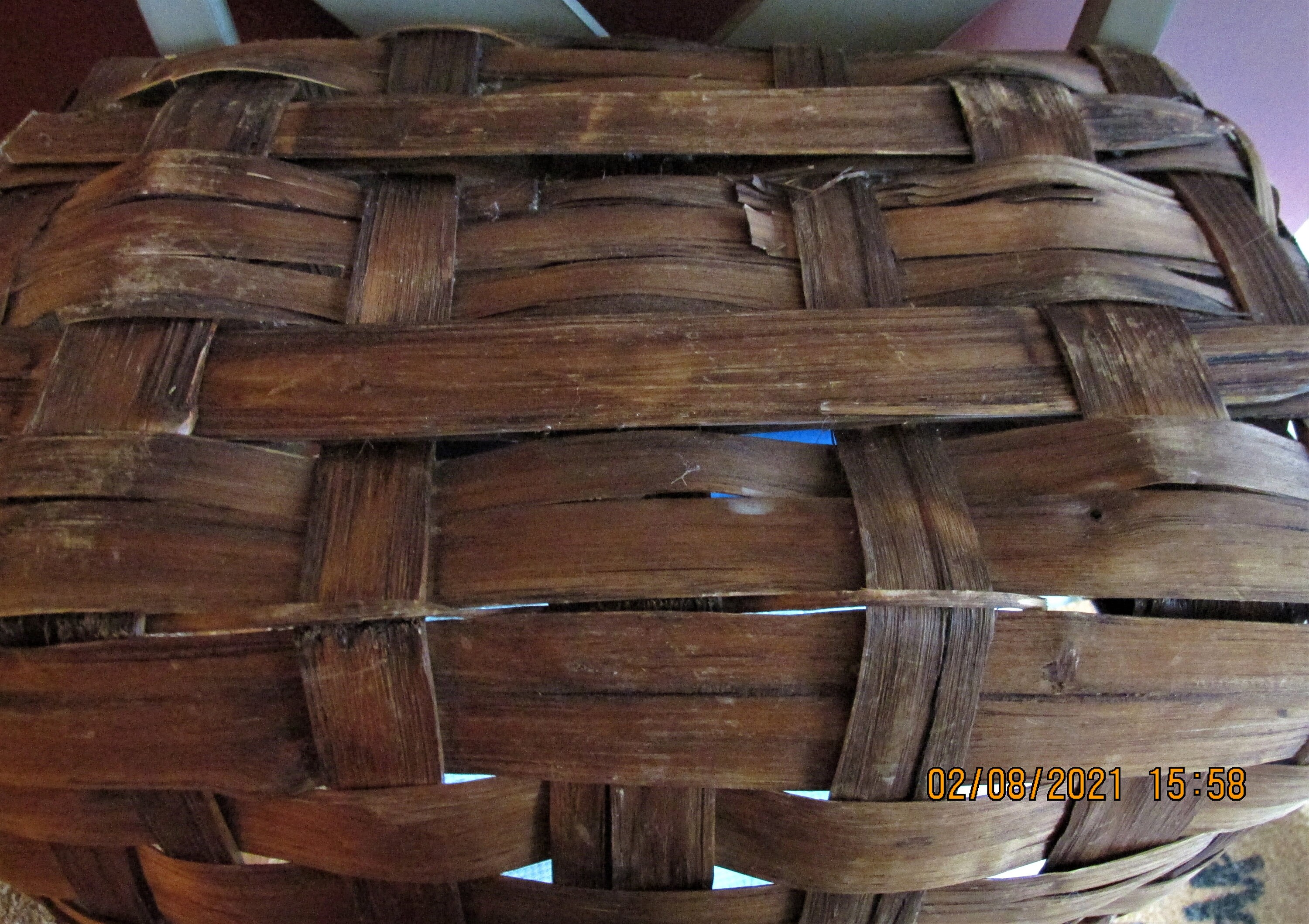 Vintage Woven Wide Splint Gathering Basket W/handle Table Top Decor or ...