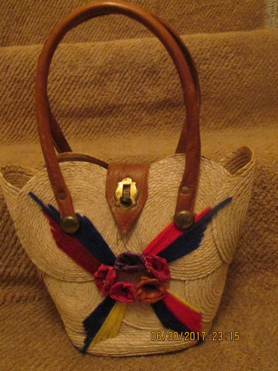 Summer Flower Purse With Bamboo Handles - Gem