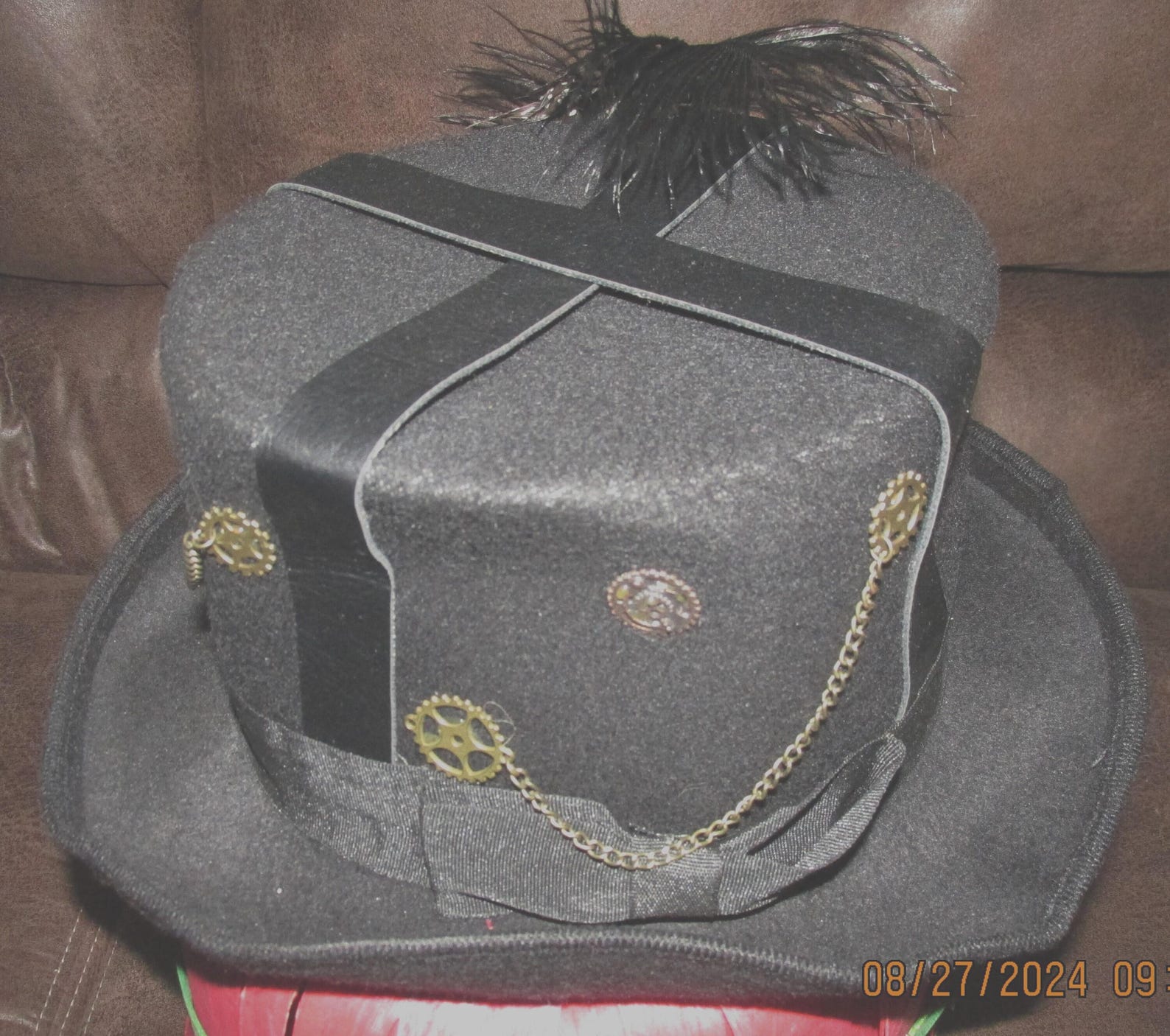 Steampunk Period Black Crow Hat With Gears and Feathers Halloween Hat ...