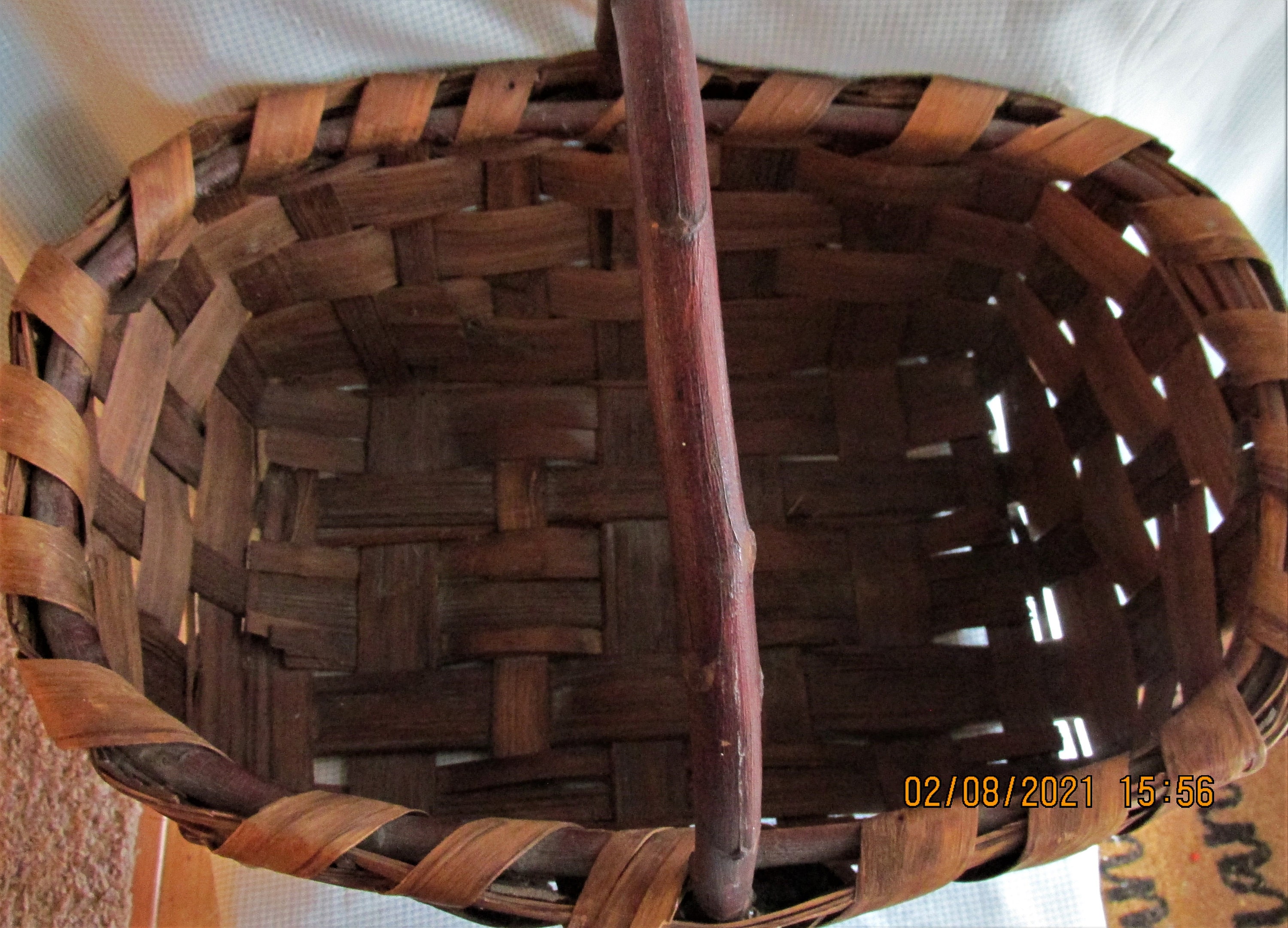 Vintage Woven Wide Splint Gathering Basket W/handle Table Top Decor or ...