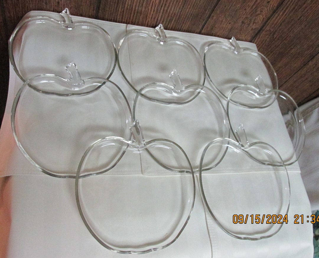 Apple Shape Glass Dessert Plates Set of 8 Granny Core - Etsy