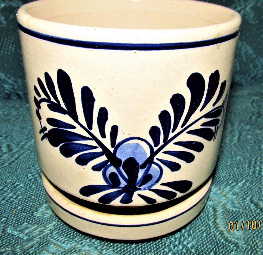 Delft Handpainted Blue Floral Planter or Vase - Etsy