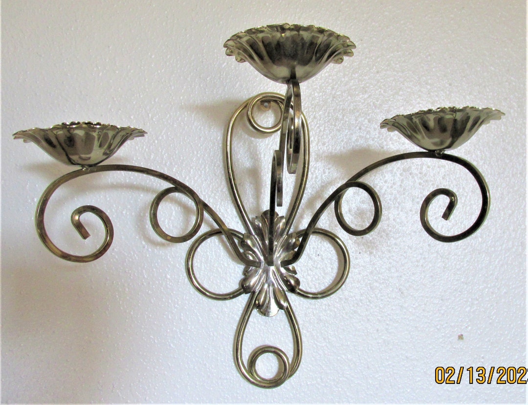 Brass Candlestick Holder Wall Mount for 3 Candles - Etsy