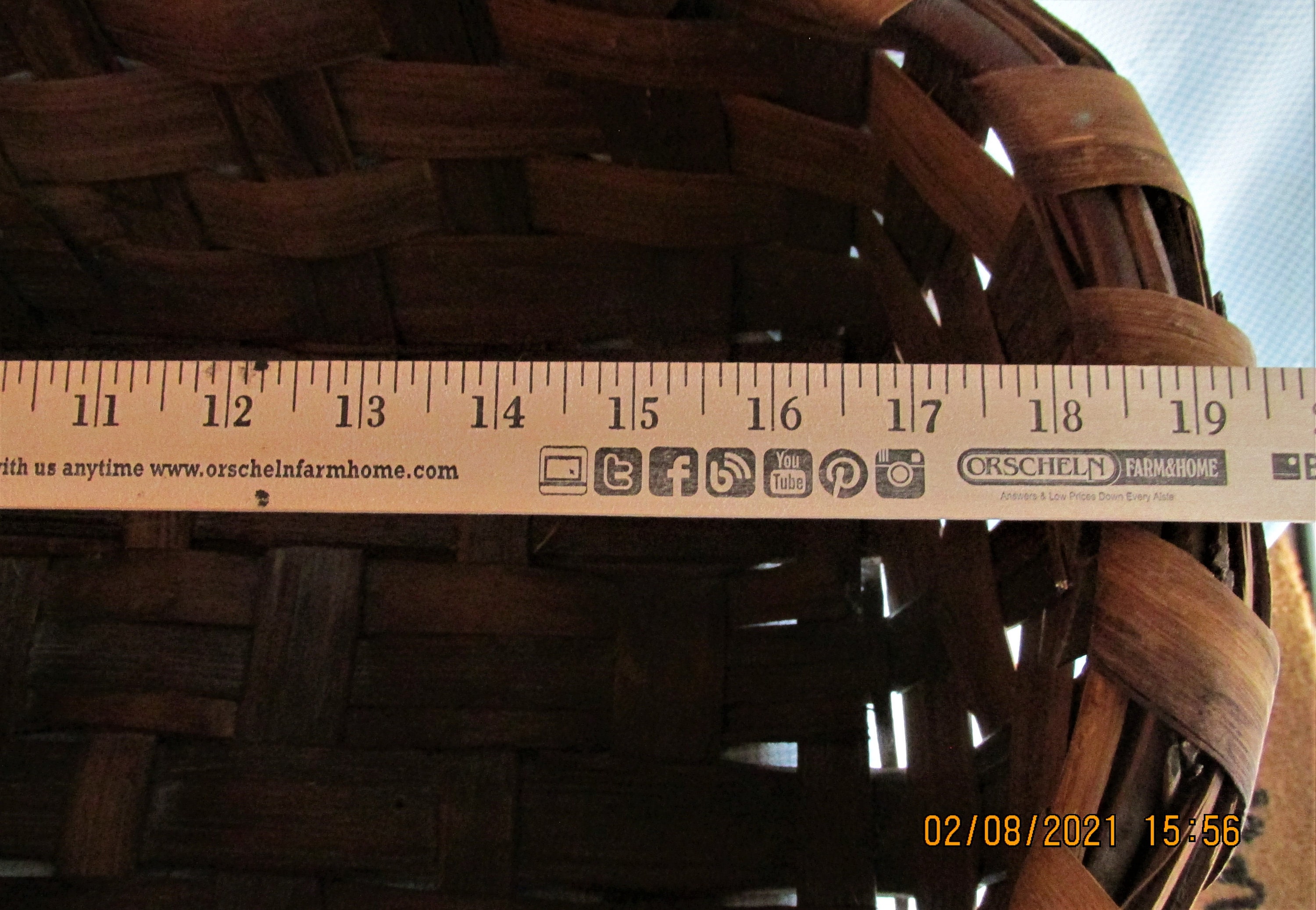 Vintage Woven Wide Splint Gathering Basket W/handle Table Top Decor or ...