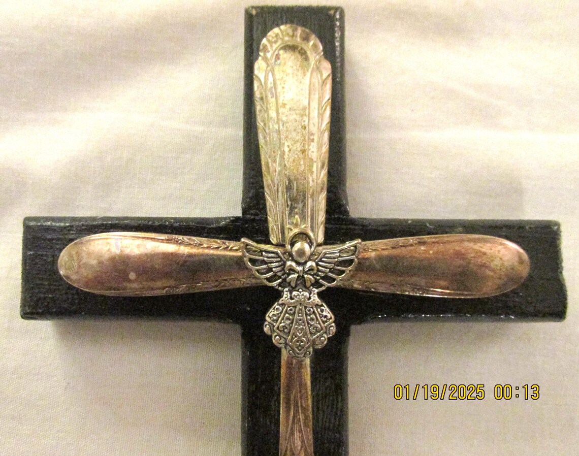 Wooden Silverware Cross 8 Inches High Wall Hanging - Etsy