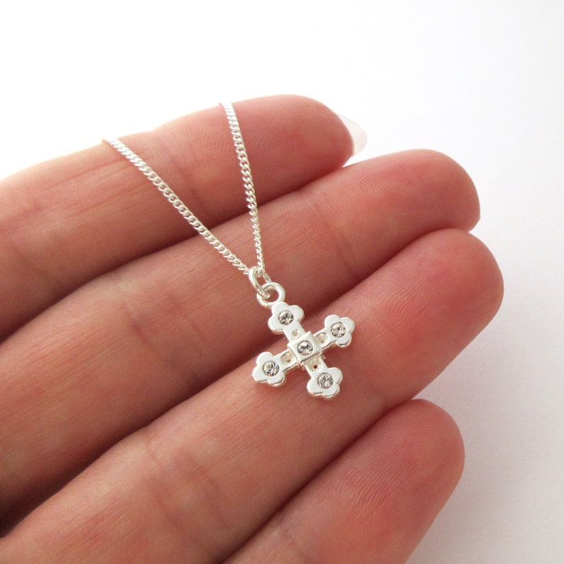 Collier pendentif croix grecque byzantine avec cristaux en argent 925 ...