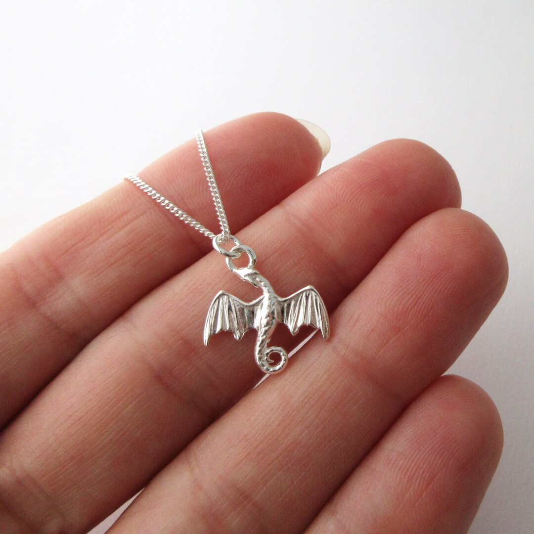 925 Silver Small Flying Dragon Pendant Necklace - Etsy
