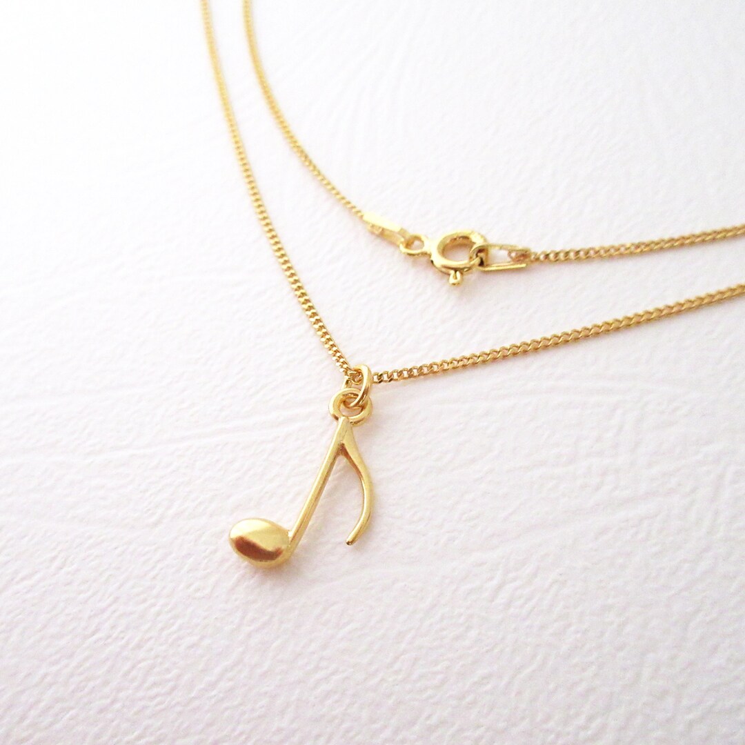 Minimalist 24k Gold Plated Musical Note Pendant Necklace - Etsy