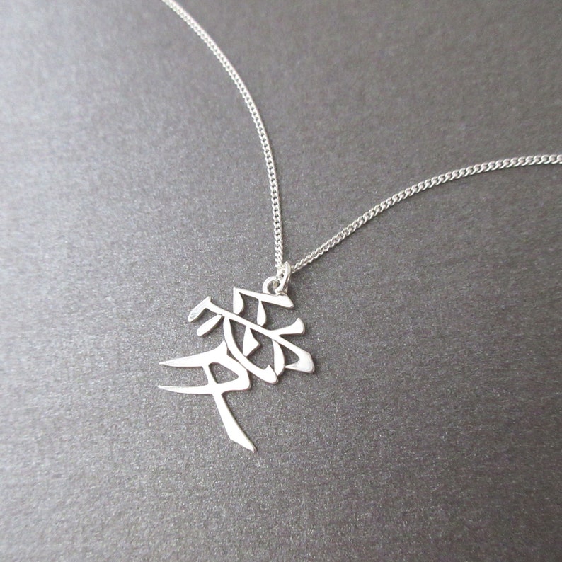 Japanese Kanji Symbol Love Necklace in 925 Silver - Etsy